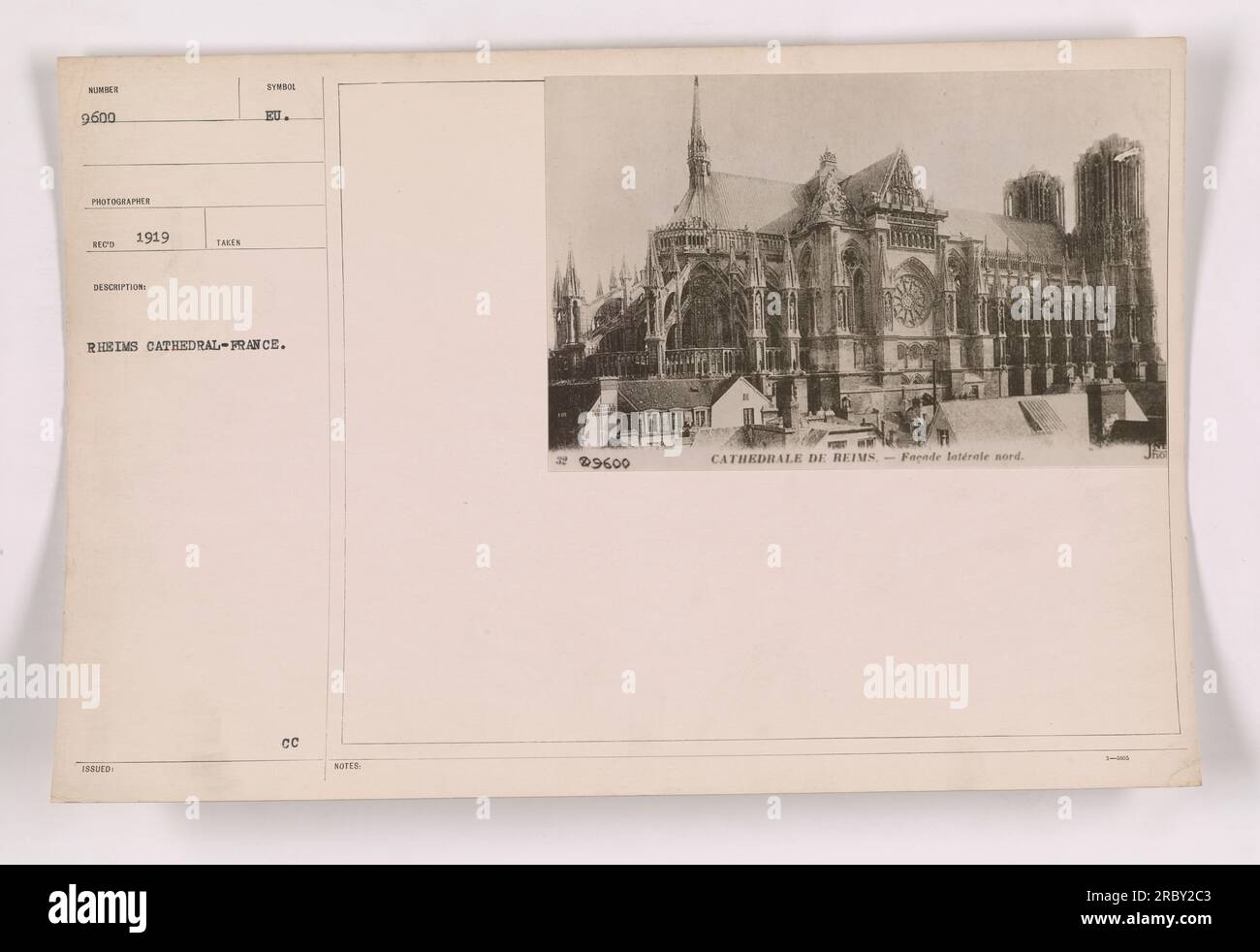 This photograph, taken in 1919, features the side facade of Reims ...