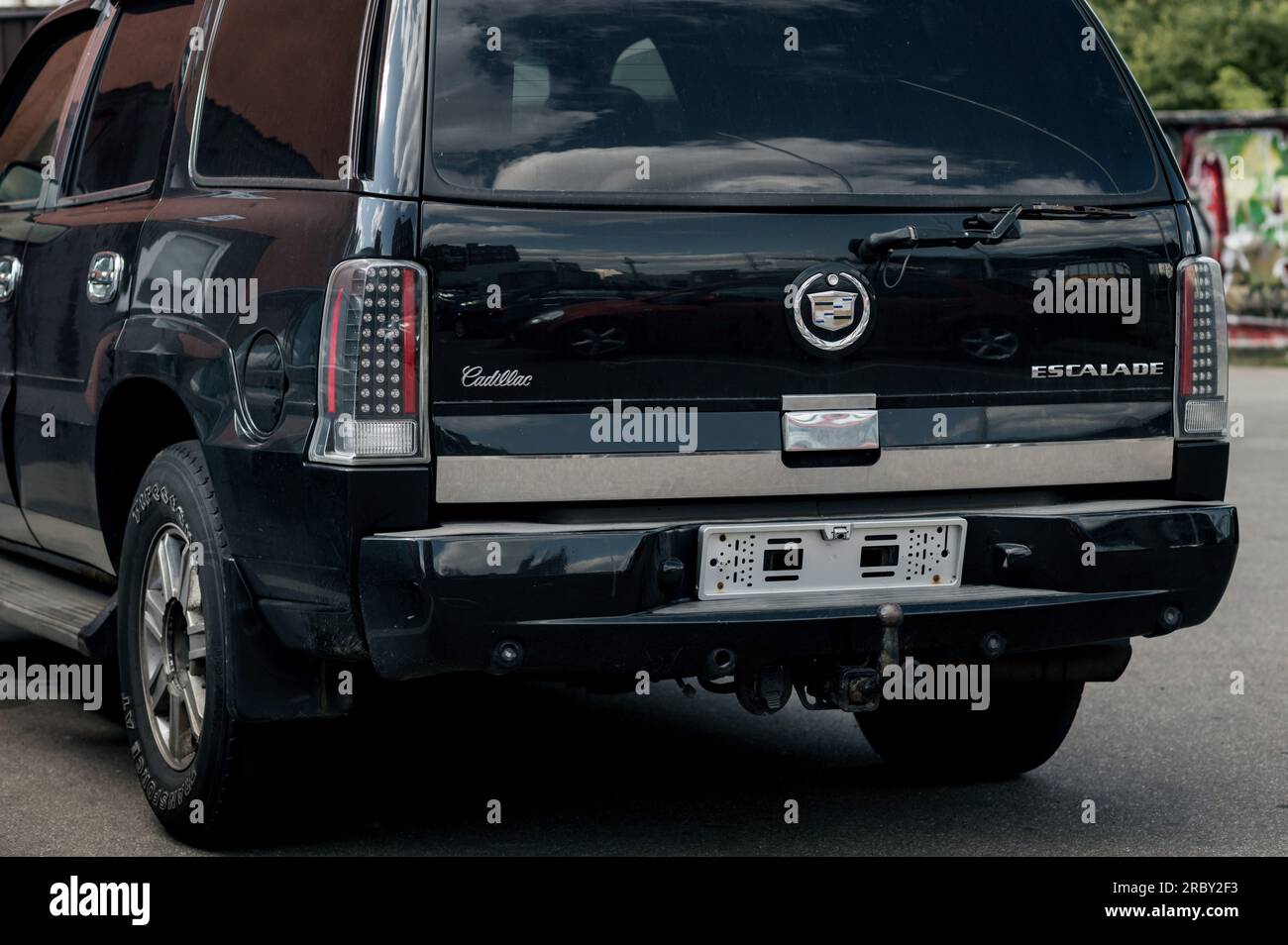 Minsk, Belarus, July 2023 - Cadillac Escalade a luxury limo suv. rear ...