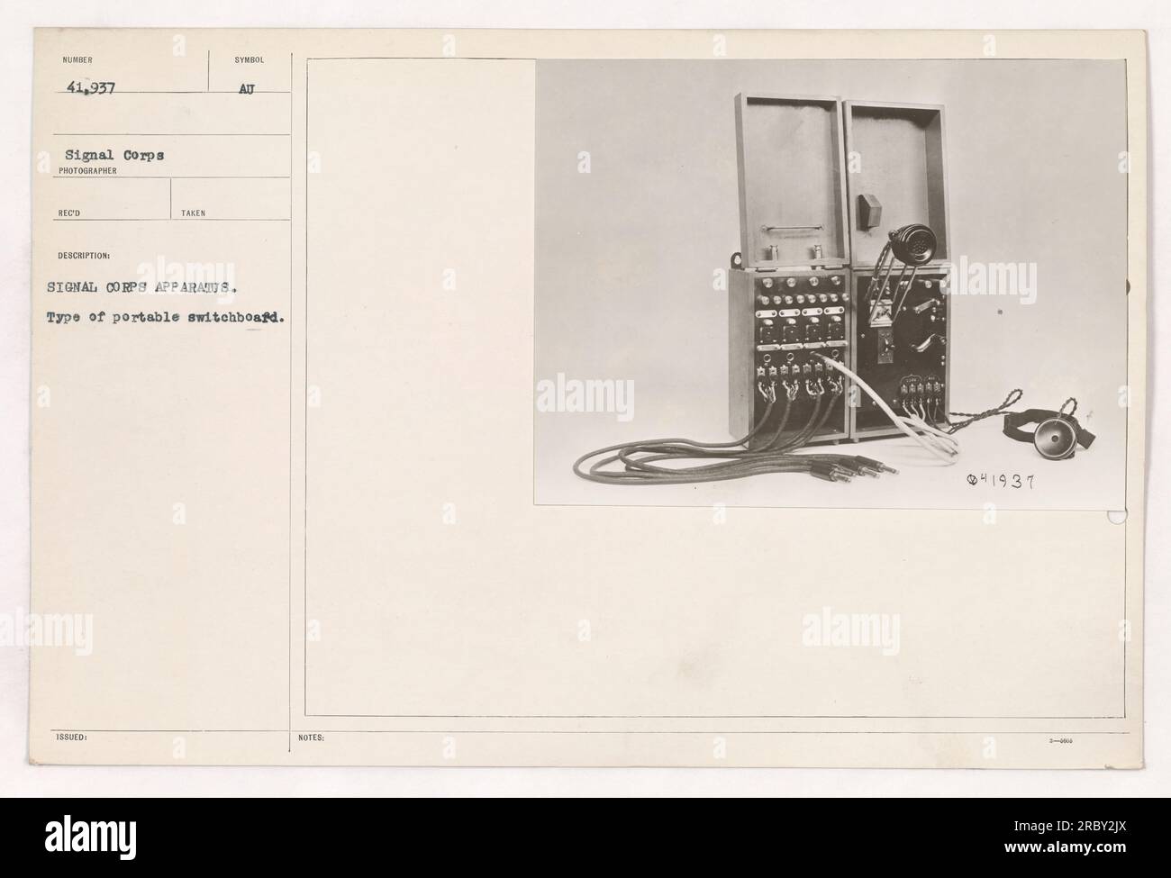 A photograph showing a portable switchboard apparatus used by the U.S ...