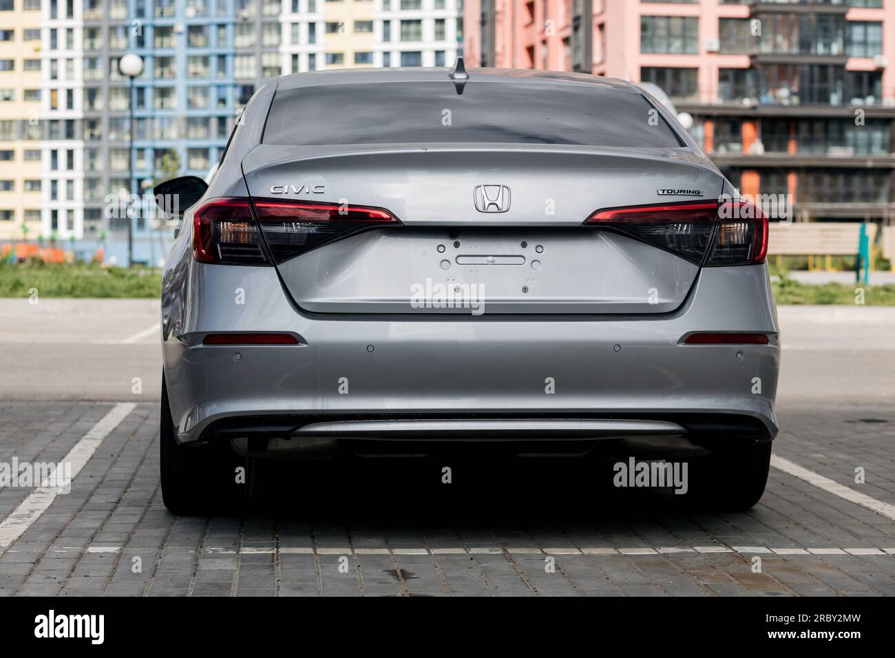 Minsk, Belarus, July 2023 - Honda Civic car rear view. Modern japanese ...