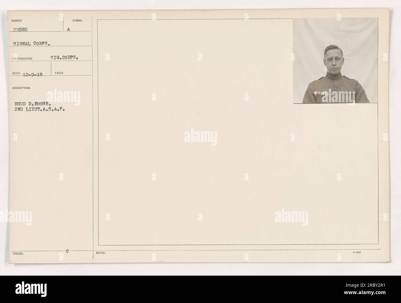 Captain Budd D. Boose of the American Signal Corps is seen here during ...