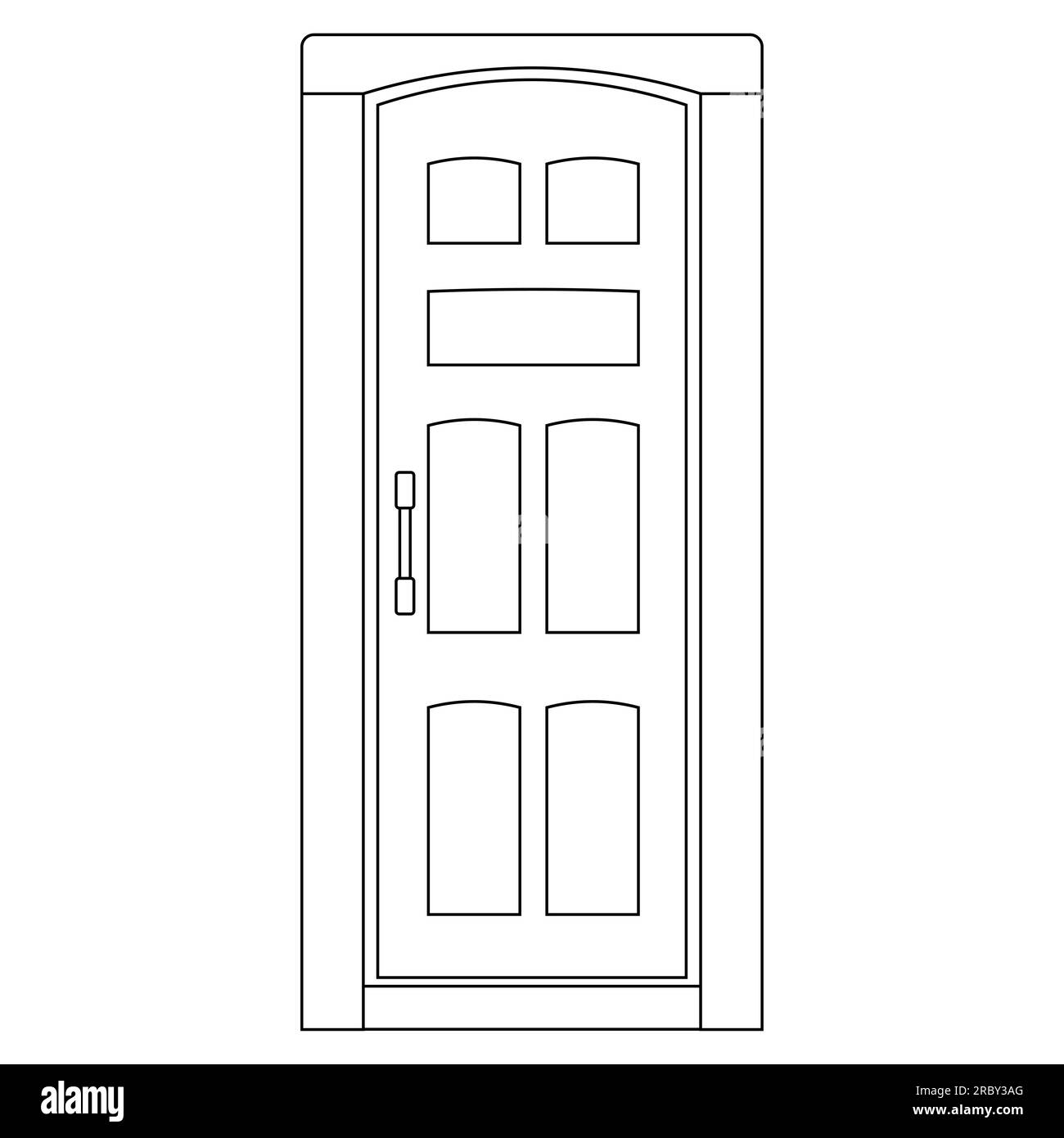 Door outline with door knob isolated on white background. Vector ...