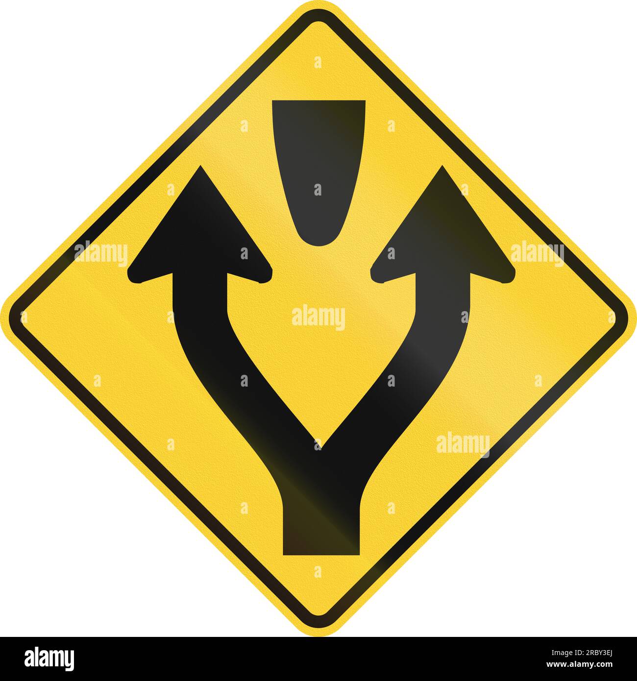 US road warning sign: Pass Left or Right Stock Photo - Alamy