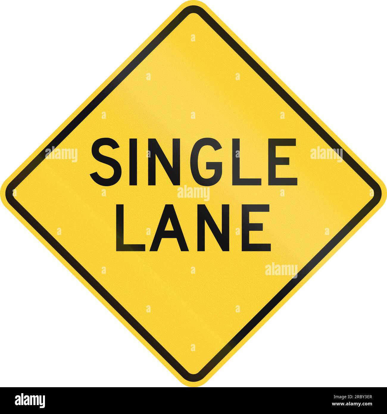 US road warning sign: One lane road ahead Stock Photo - Alamy