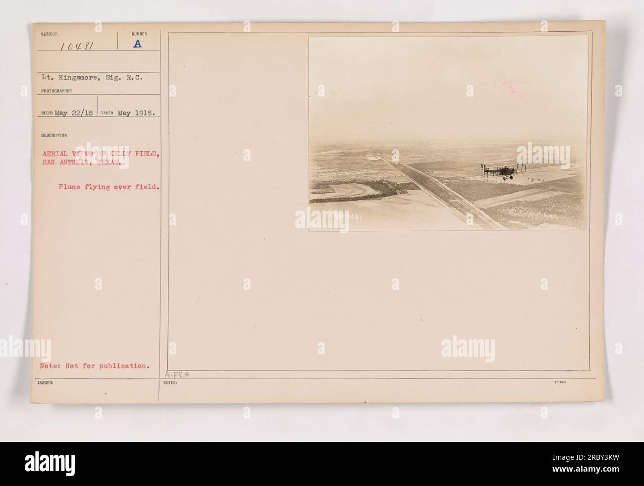 Aerial view of Kelly Field in San Antonio, Texas during World War I. A ...