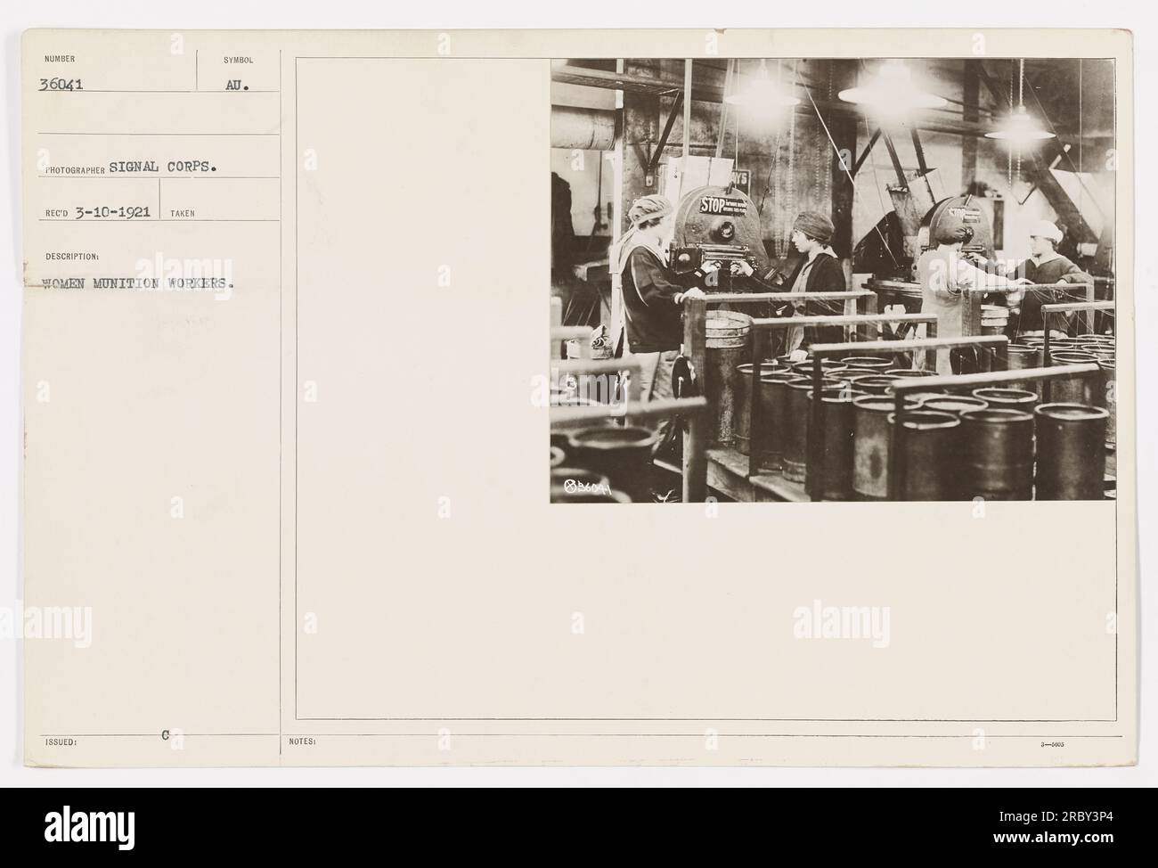 Women munition workers during World War One. This photograph, numbered ...