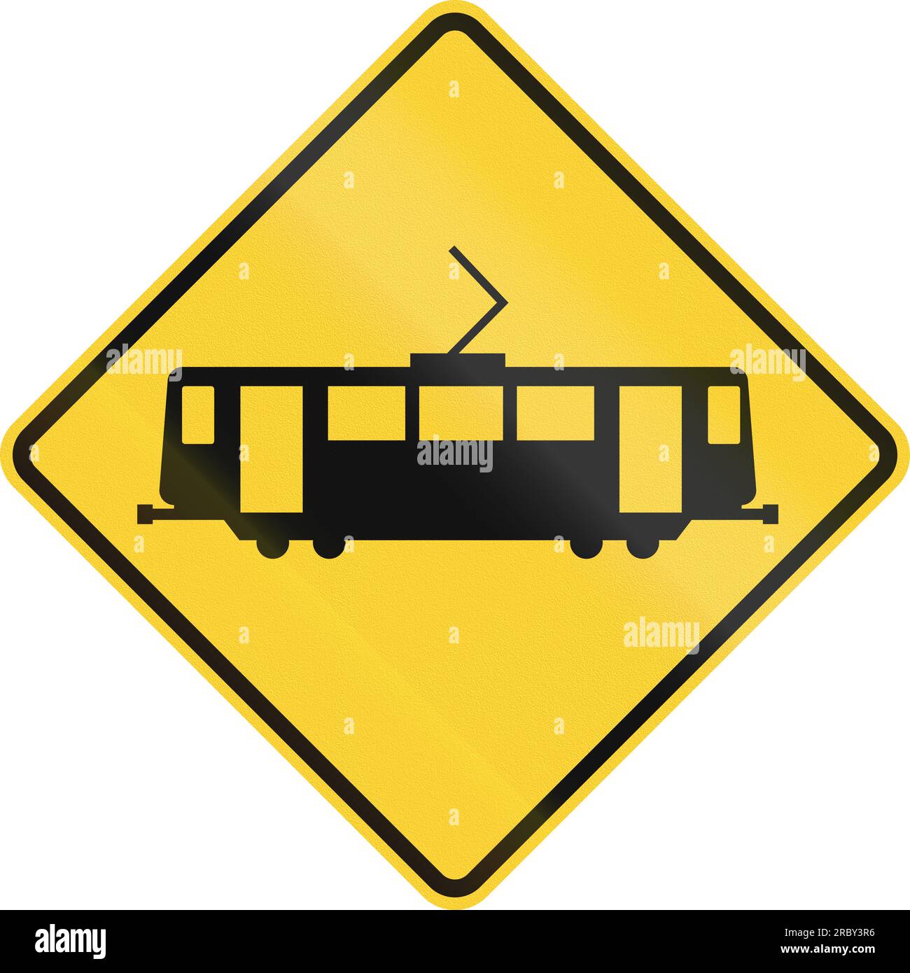 US warning traffic sign: Light rail crossing ahead Stock Photo - Alamy