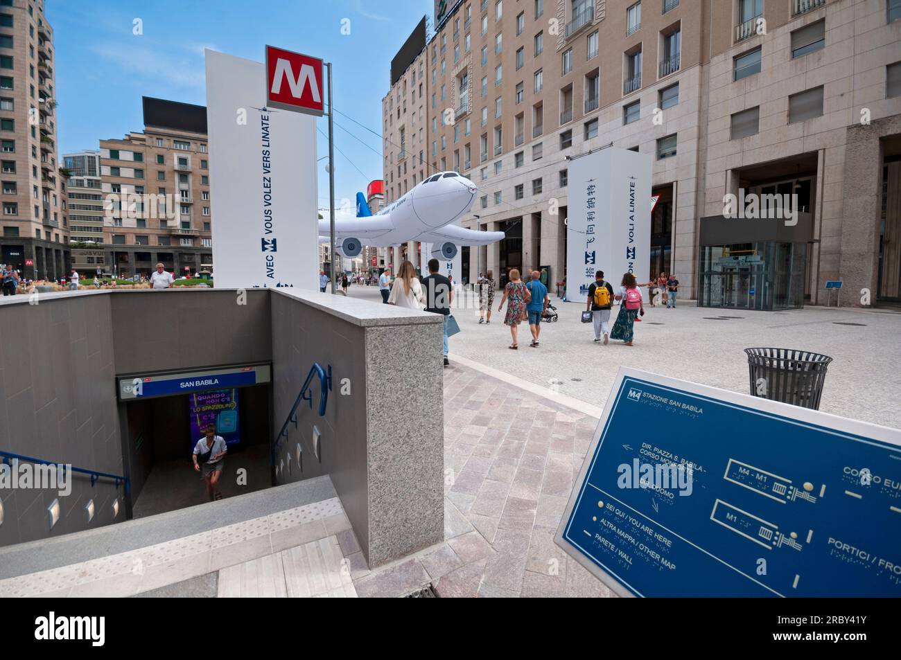 Italy, Lombardy, Milan, Piazza San Babila Square, New Subway Line ...
