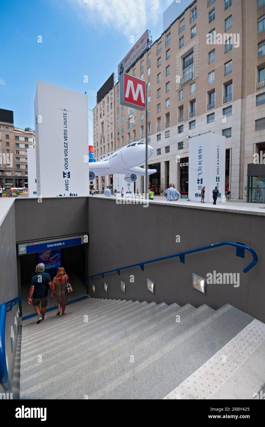 Italy, Lombardy, Milan, Piazza San Babila Square, New Subway Line ...
