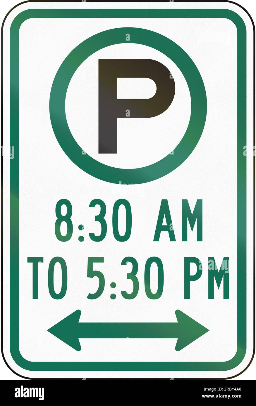 US road sign: Parking with time restriction, Maryland Stock Photo - Alamy