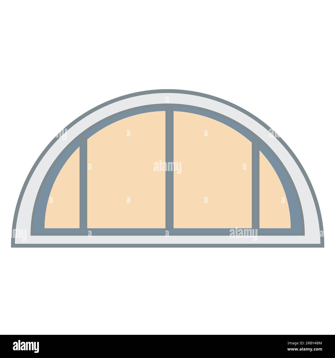 Attic half round window with bars for home isolated on white background ...