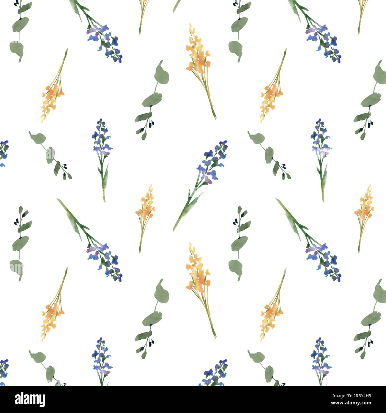 Watercolor flowers on an isolated background. Seamless pattern. Collage ...