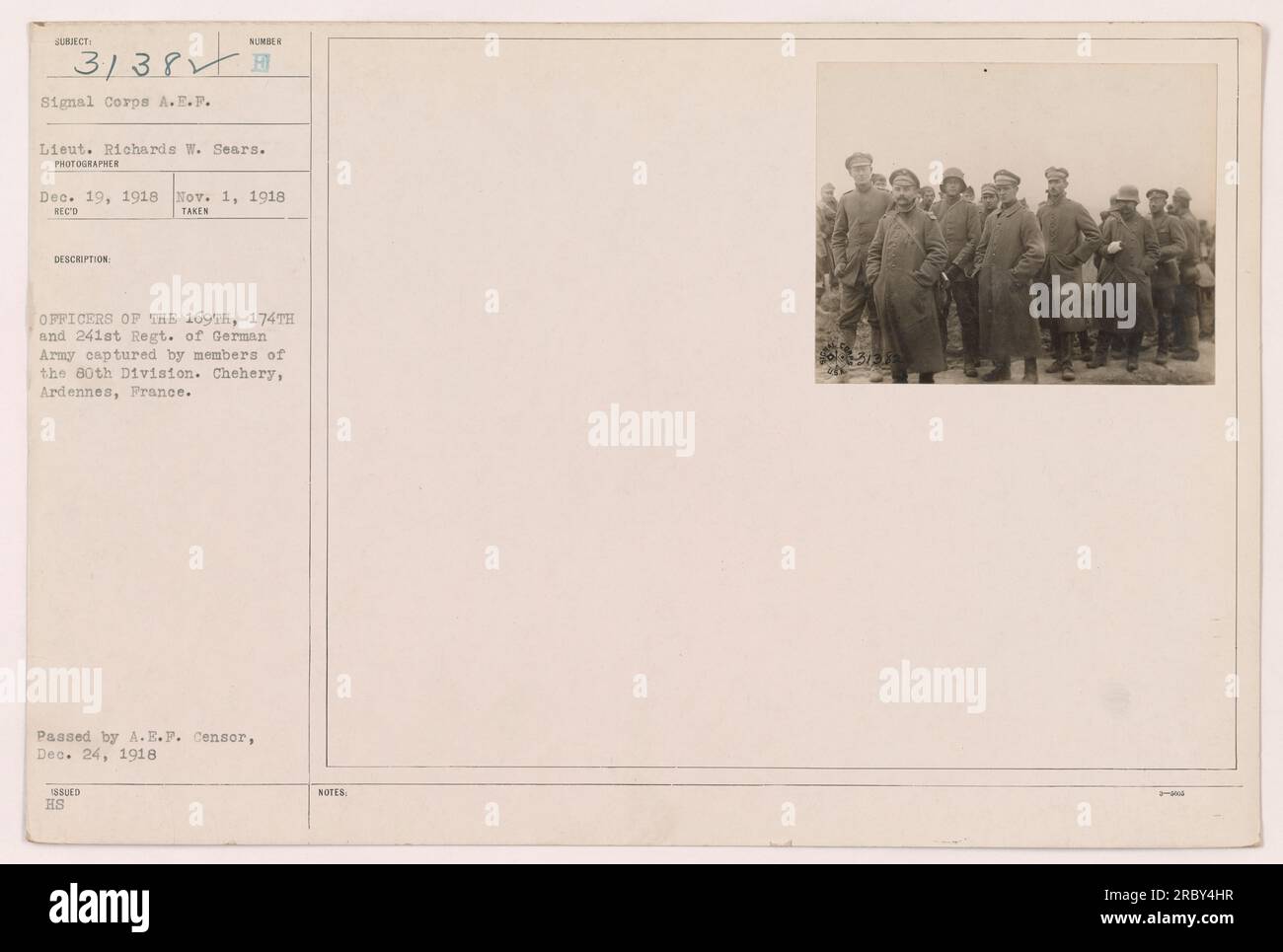 The photograph shows Lieutenant Richards W. Sears of the Signal Corps A ...