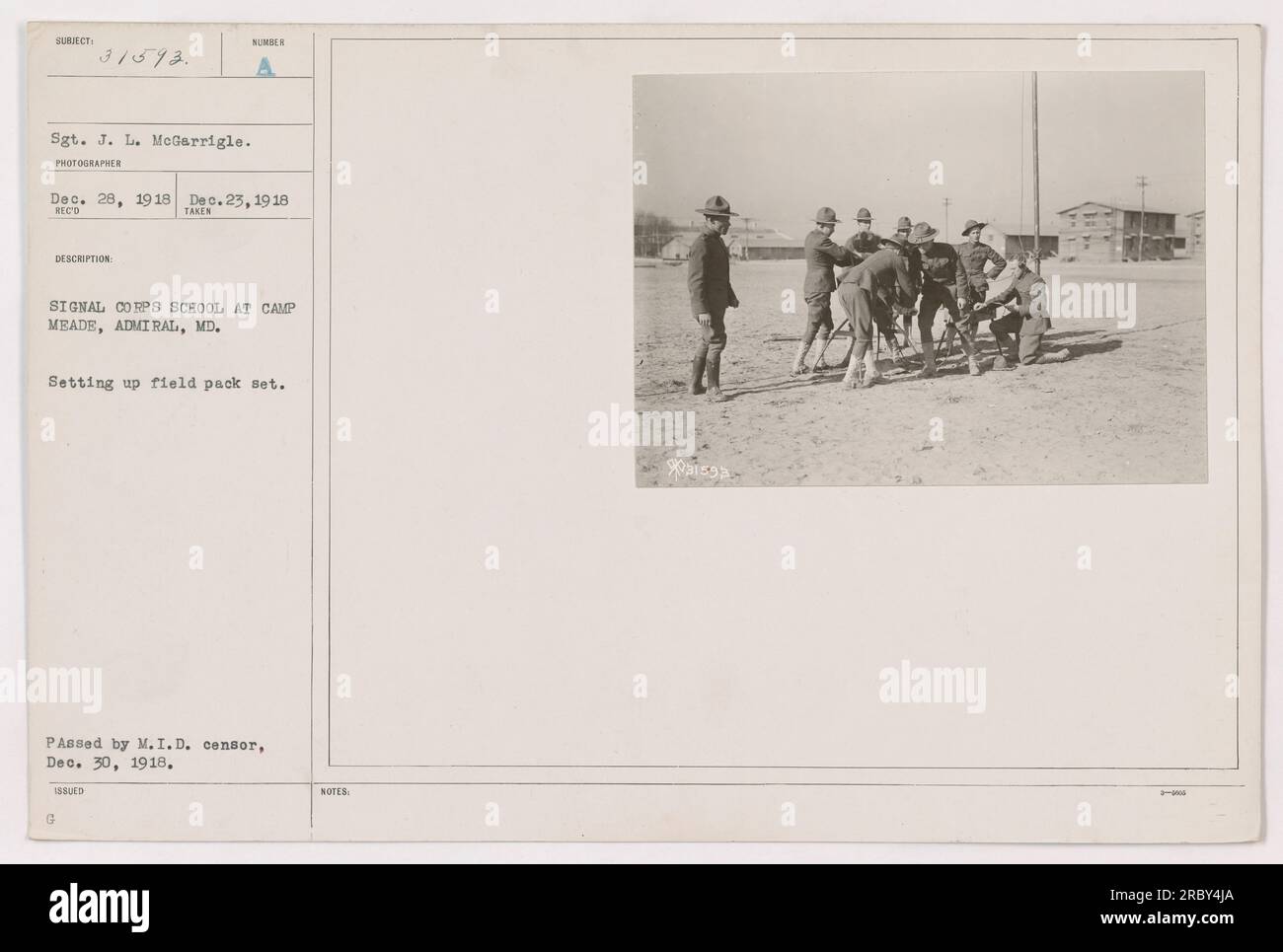 Soldiers at a Signal Corps School at Camp Meade, in Aberdeen, Maryland ...