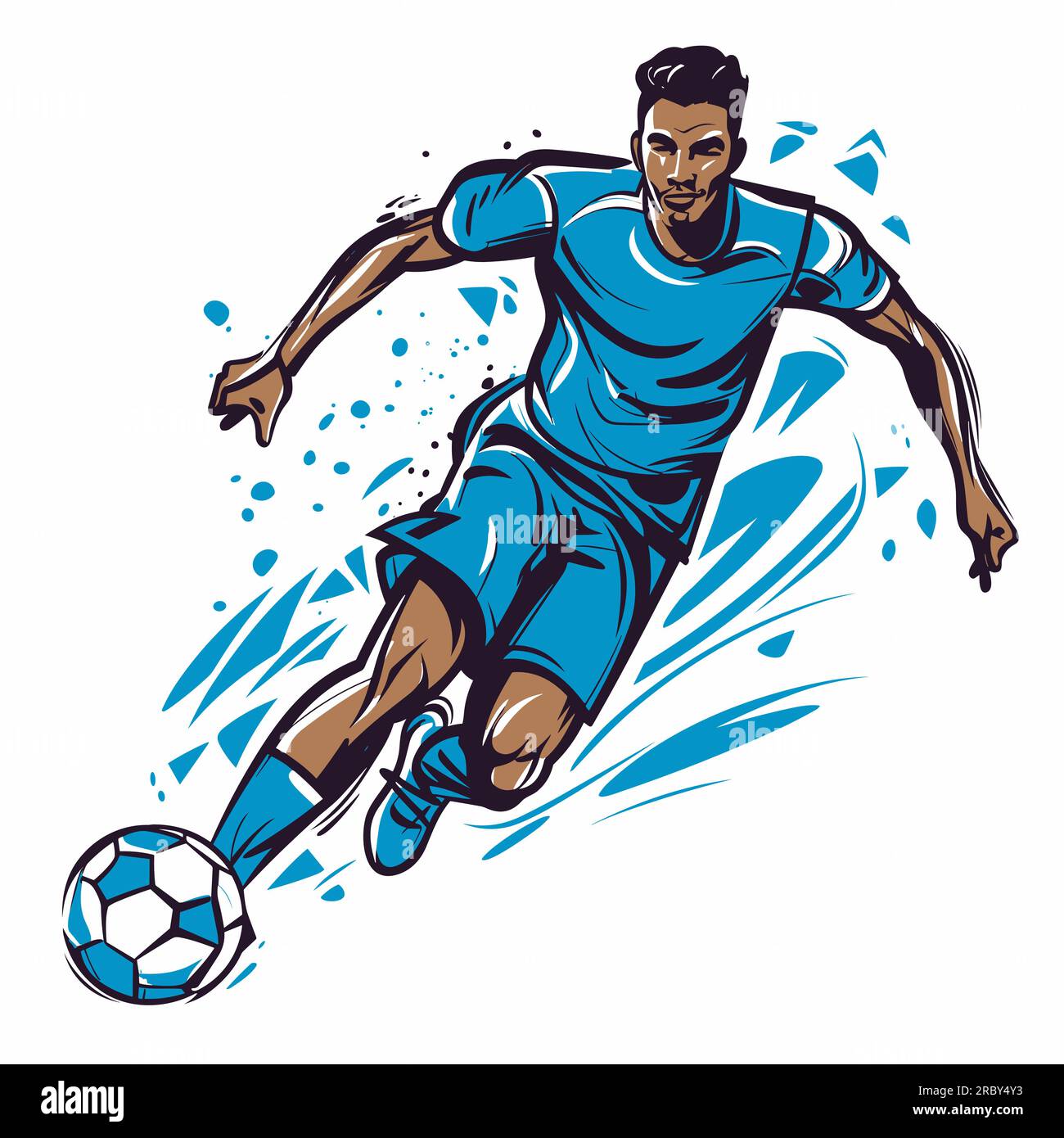 Football player. Soccer player hand-drawn comic illustration. Vector ...