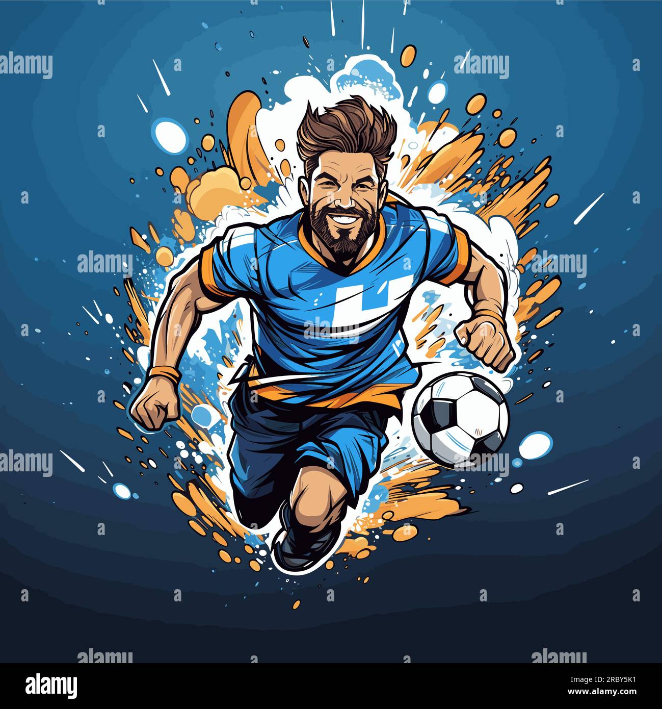 Football player. Soccer player hand-drawn comic illustration. Vector ...