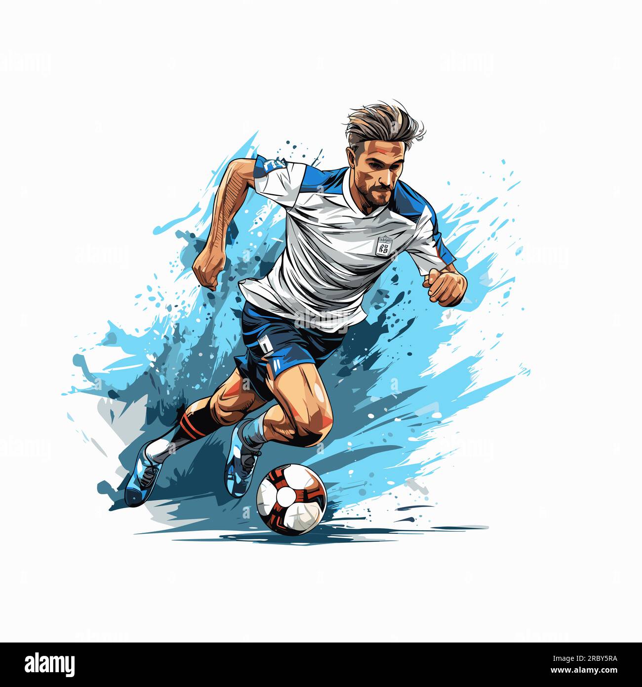 Football player. Soccer player hand-drawn comic illustration. Vector ...