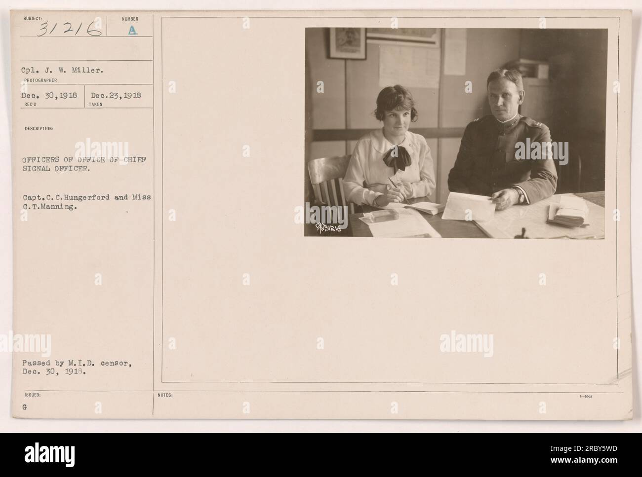 Cpl. J. W. Miller captures Capt. C. C. Hungerford and Miss C.T. Manning ...