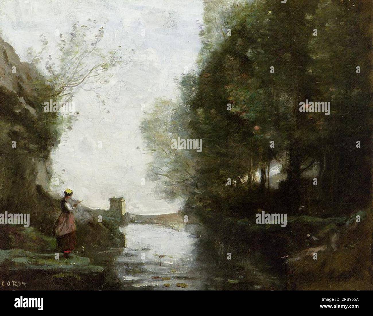 Watercourse leading to the Square Tower 1870 by Camille Corot Stock ...