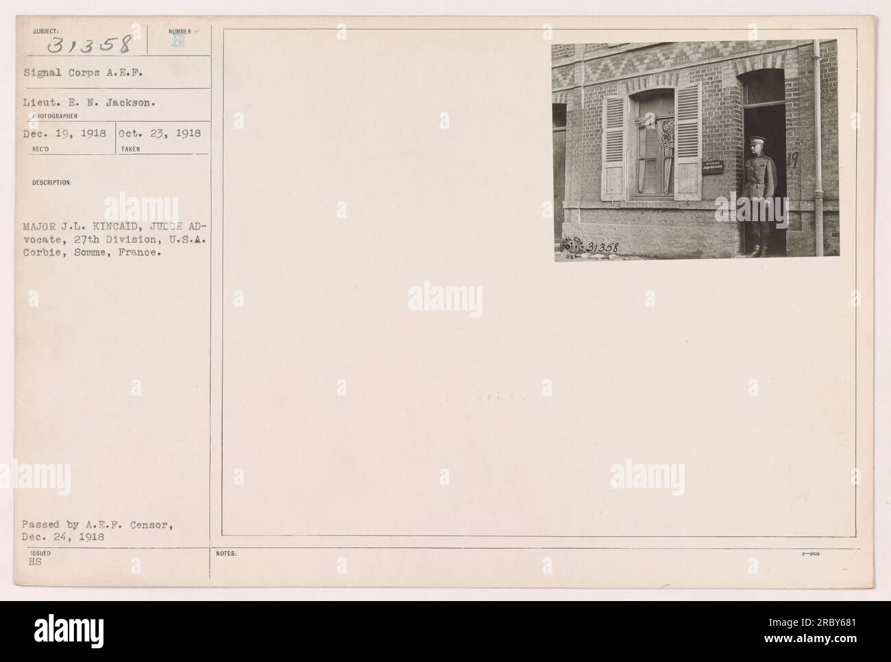 Lieutenant E. N. Jackson of the Signal Corps of the American ...