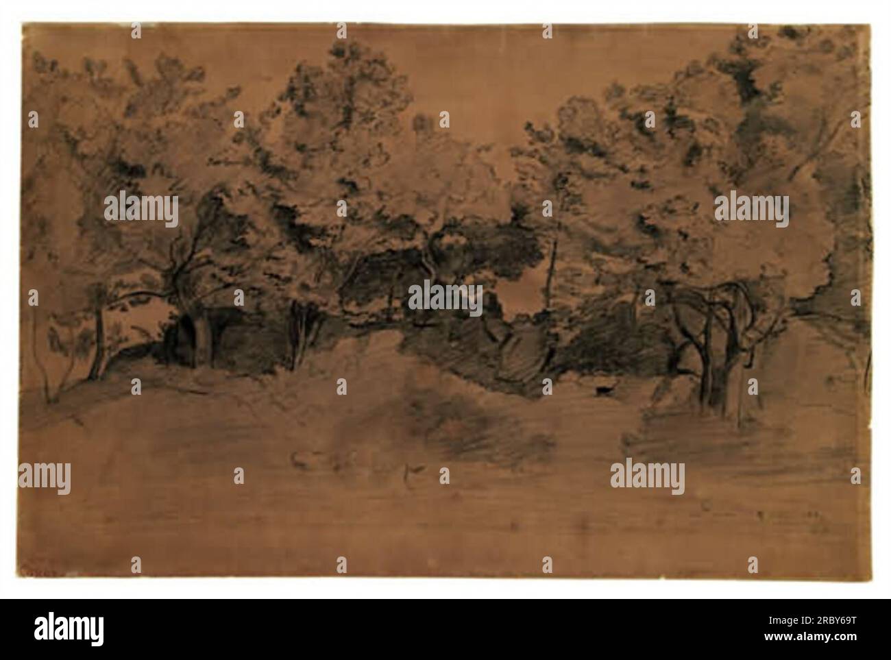 Landscape of Royat, study of trees 1839 by Camille Corot Stock Photo ...