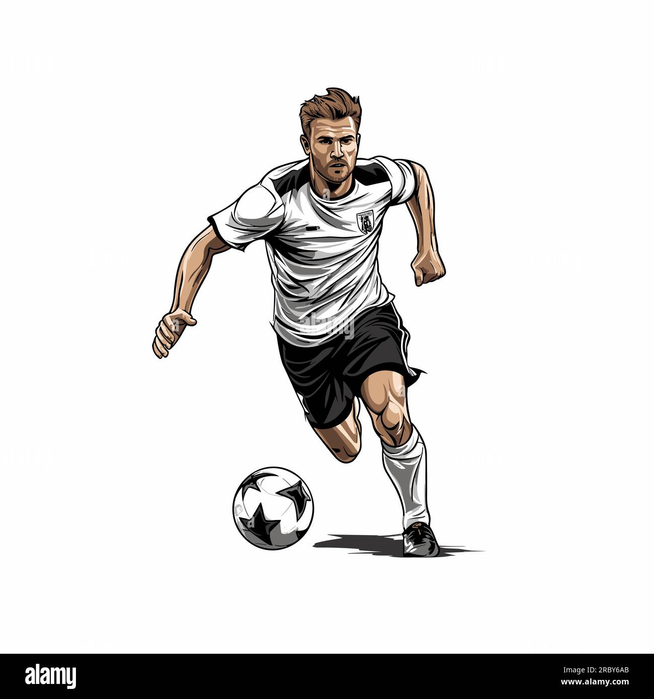 Football player. Soccer player hand-drawn comic illustration. Vector ...