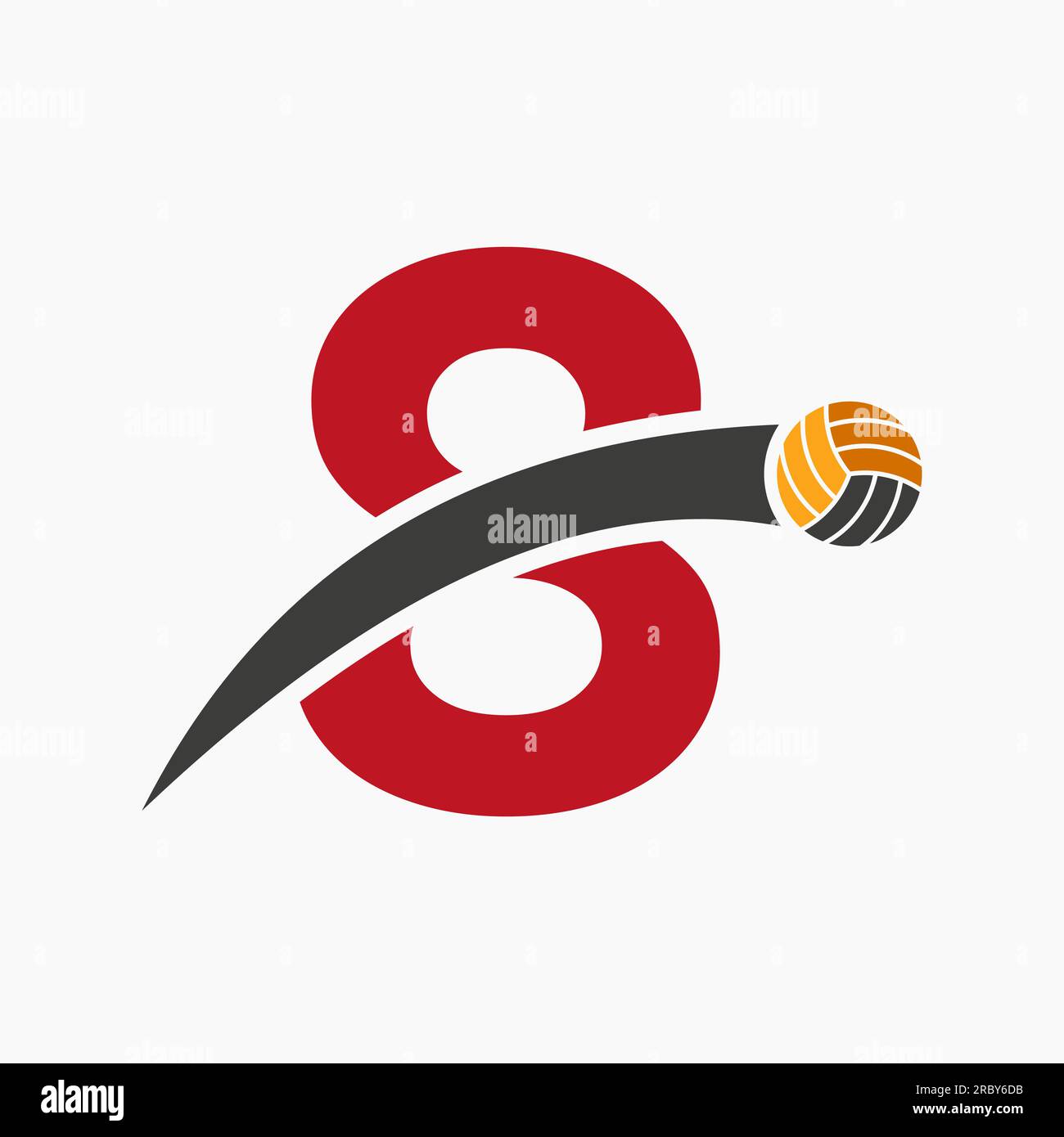 Volleyball Logo On Letter 8 With Moving Volleyball Ball Icon. Volley ...