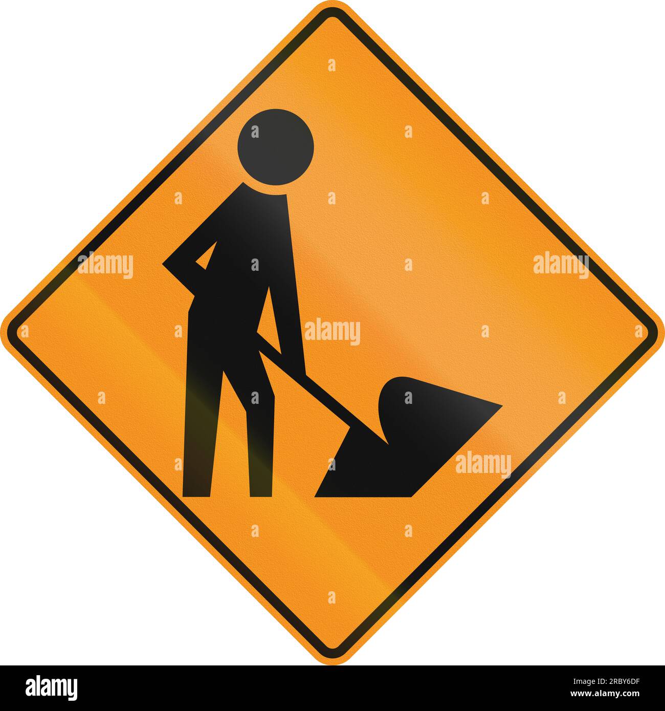 US traffic warning sign: Workers in road ahead Stock Photo - Alamy
