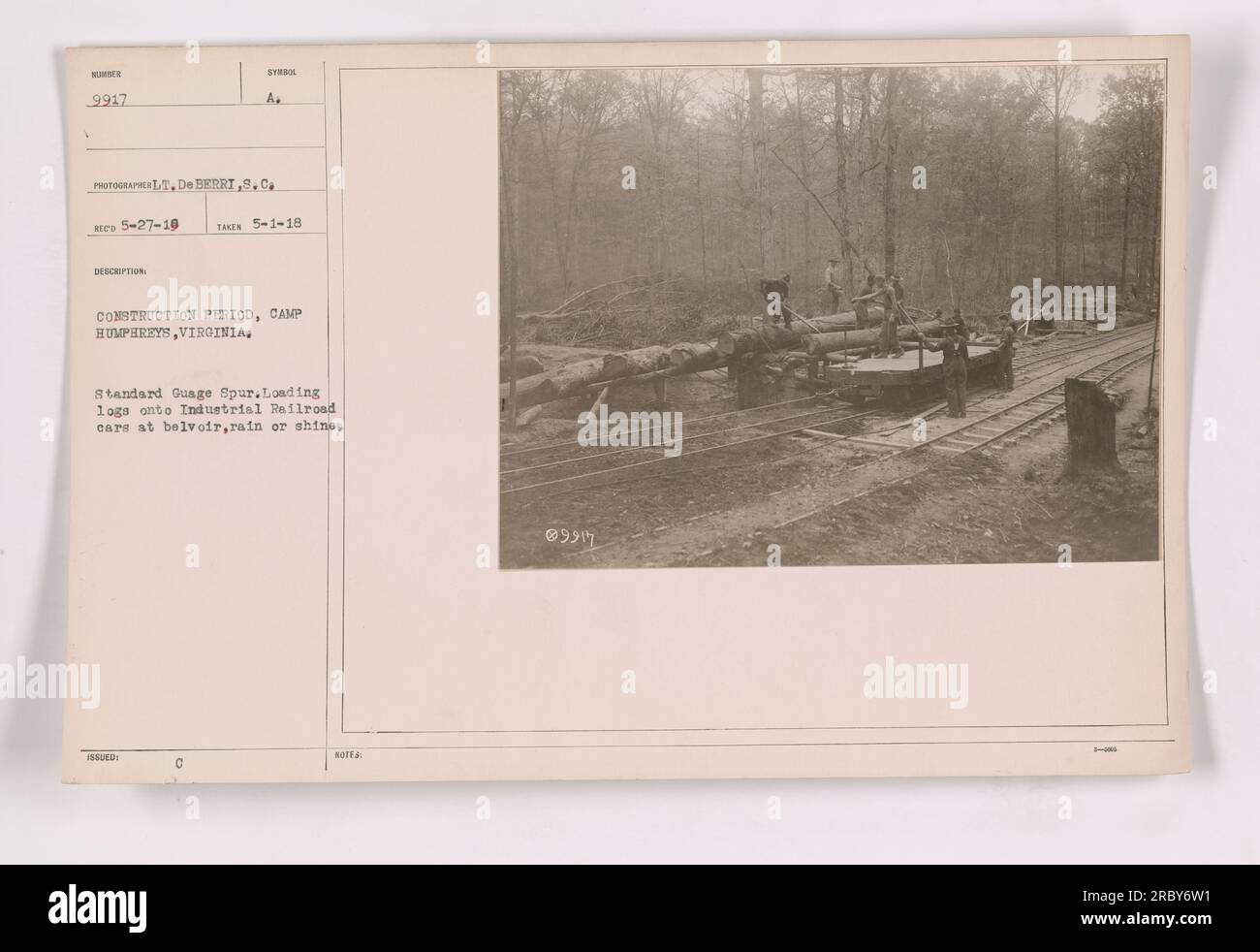 Construction period at Camp Humphreys, Virginia. Standard gauge spur ...