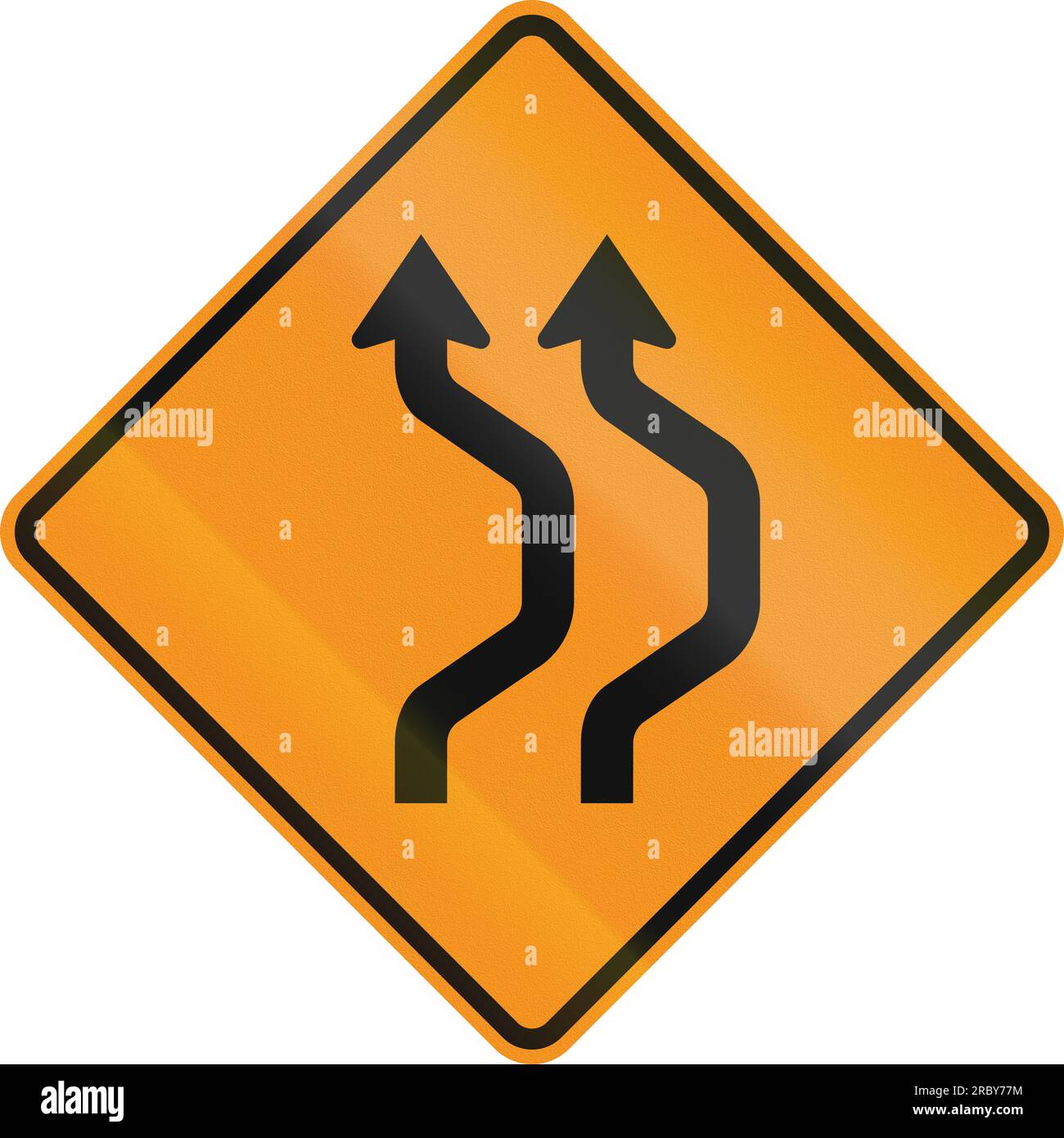 US traffic warning sign: Double two reverse curve Stock Photo - Alamy