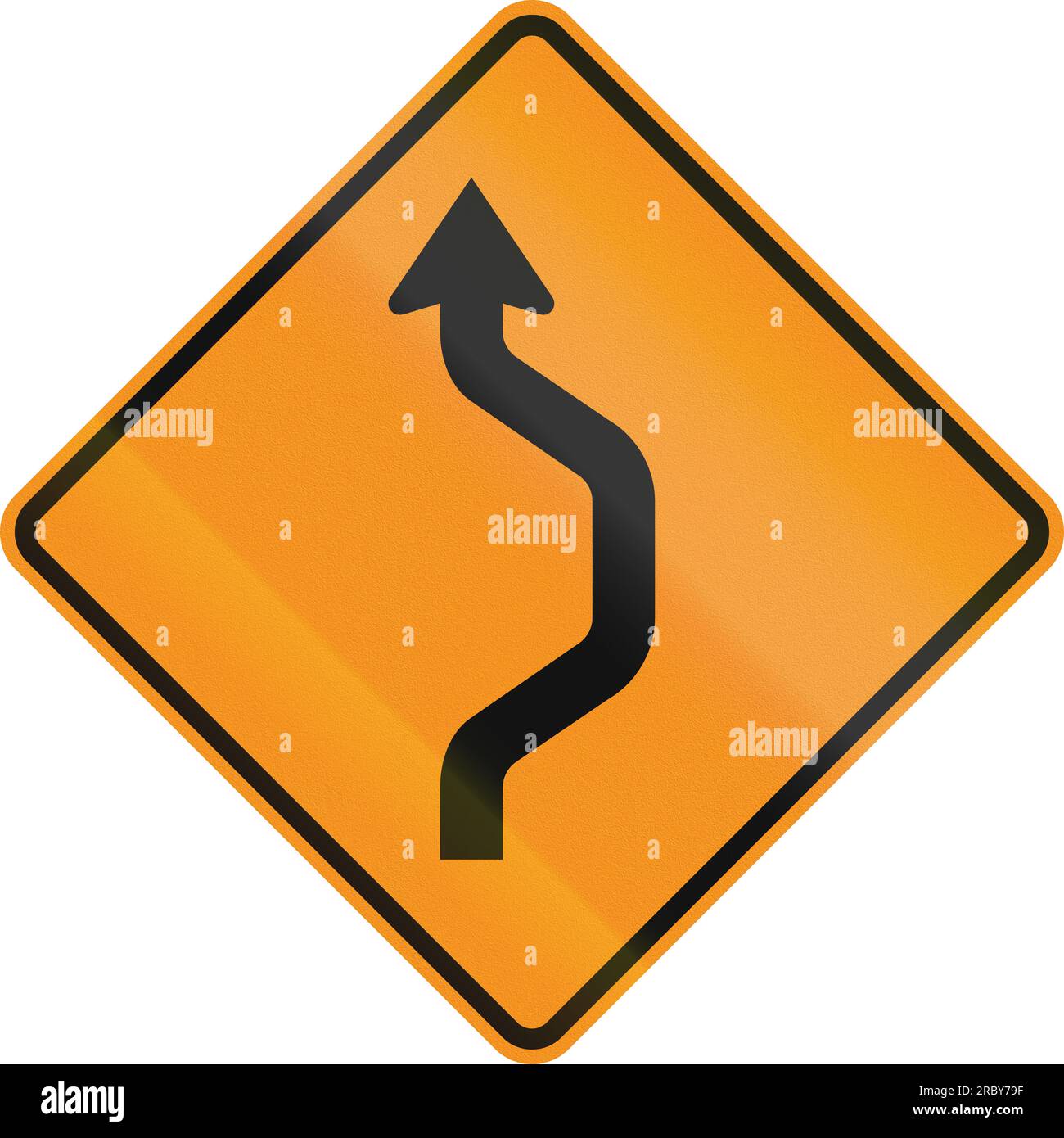 US traffic warning sign: Single two reverse curve Stock Photo - Alamy
