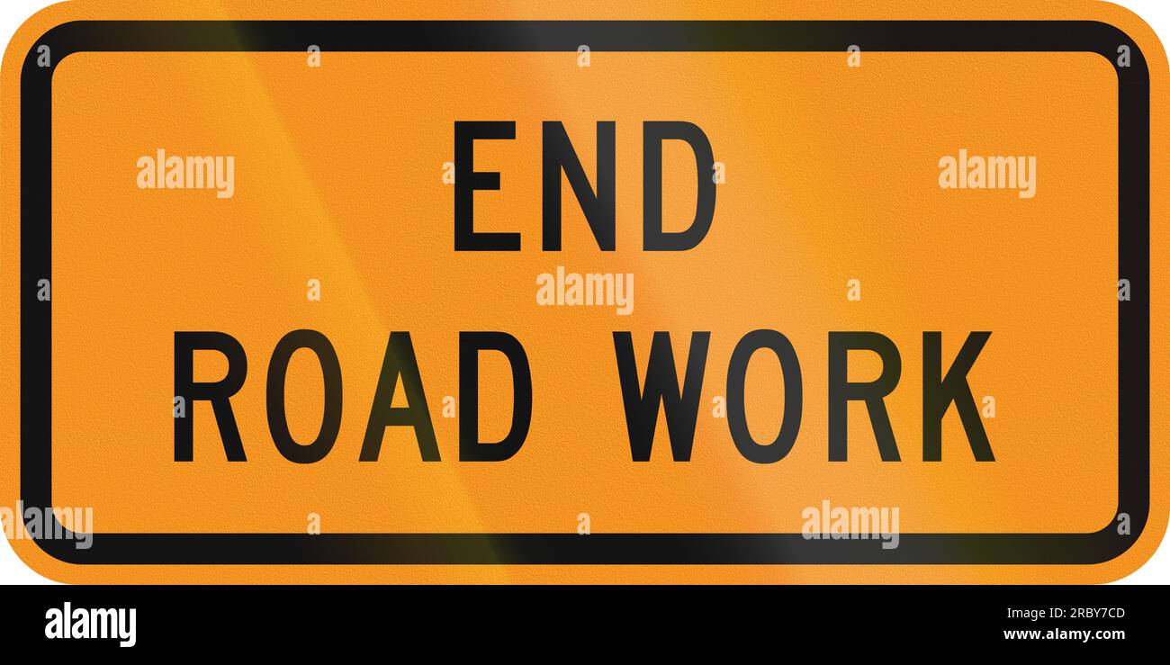 US traffic warning sign: End road work Stock Photo - Alamy
