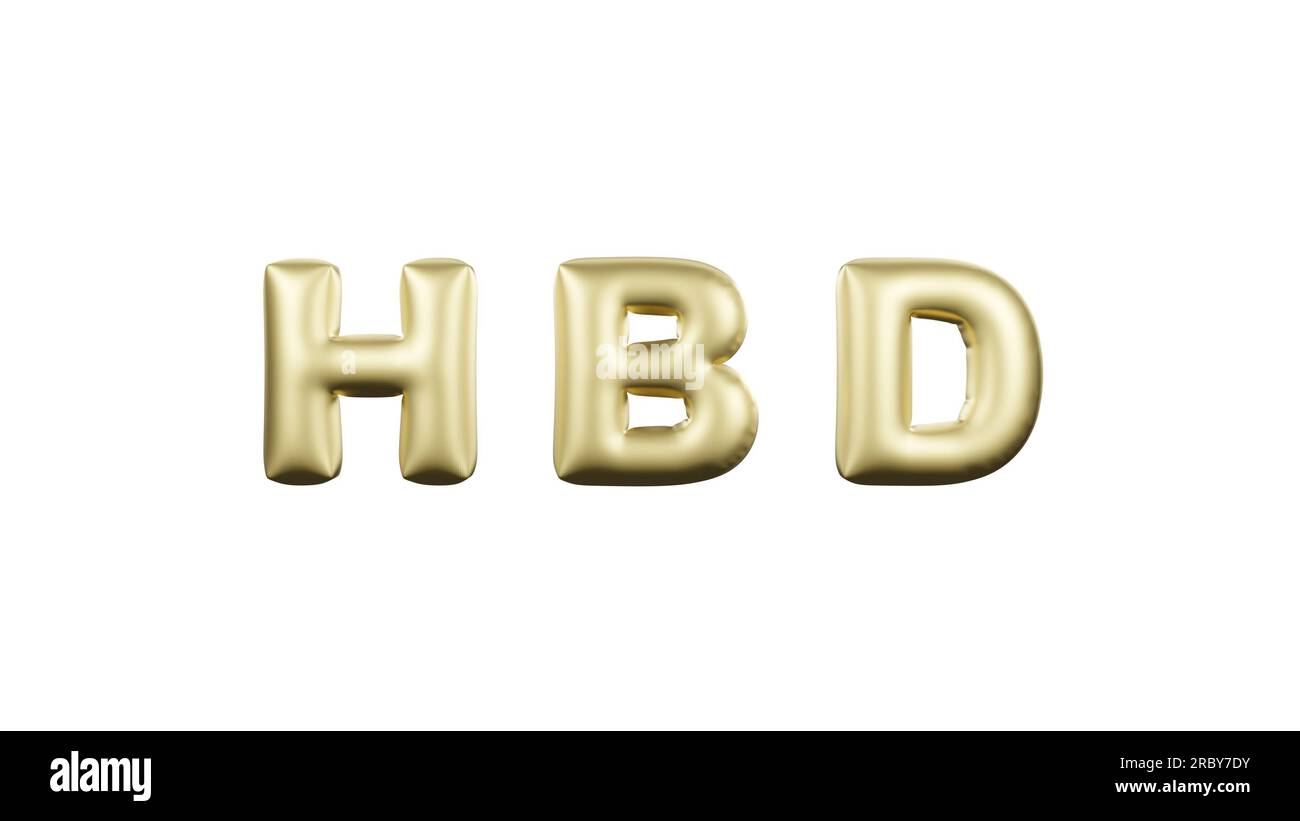 Golden Alphabet Hbd Happy Birthday Balloons From 3d Rendering Image