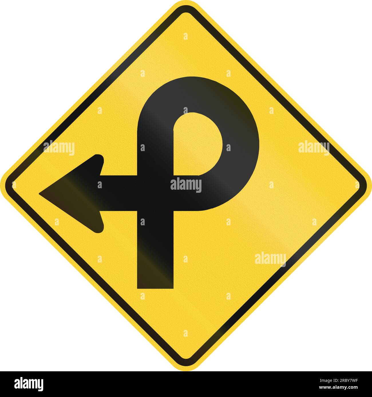 US road warning sign: Pretzel loop Stock Photo - Alamy