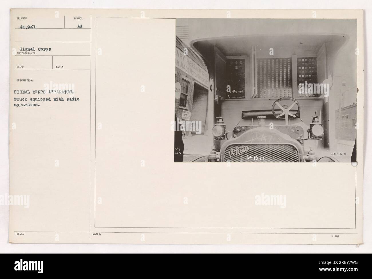A truck equipped with radio apparatus used by the Signal Corps during ...