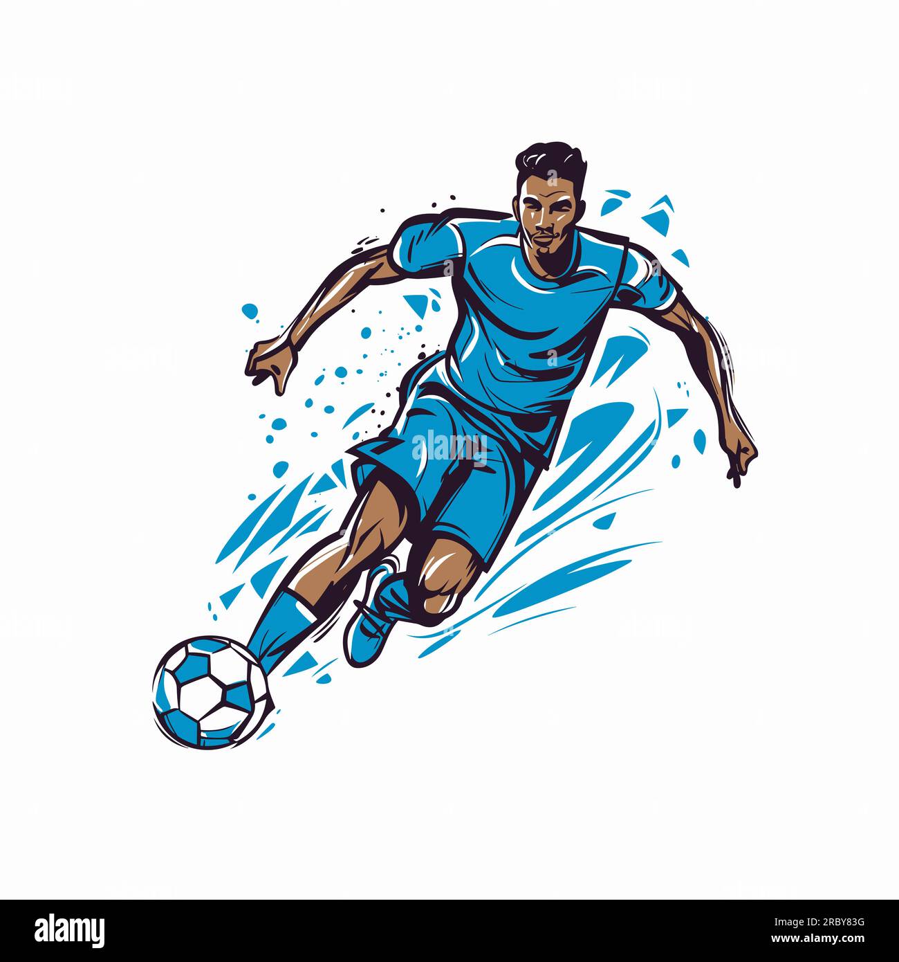 Football player. Soccer player hand-drawn comic illustration. Vector ... Football player. Soccer player hand-drawn comic illustration. Vector ...
