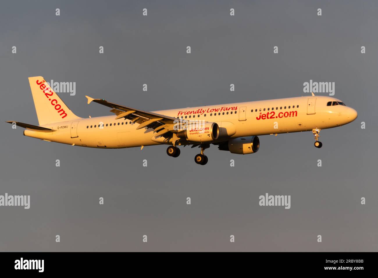 Jet2 Airbus A321 jet airliner on finals to land at London Stansted ...