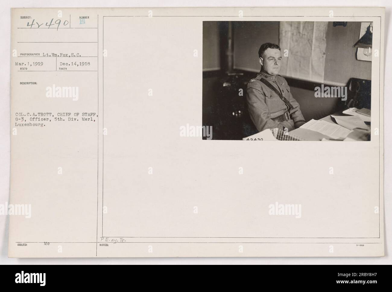 American Colonel C.A. Trott, Chief of Staff, G-3, pictured here in Merl ...