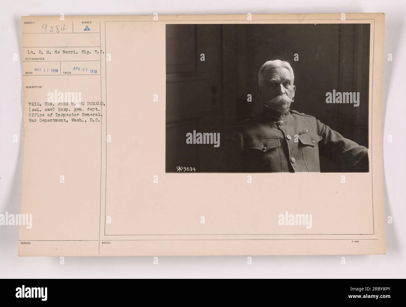 Brig. Gen. John B. McDonald, a colonel in the cavalry, inspects a ...
