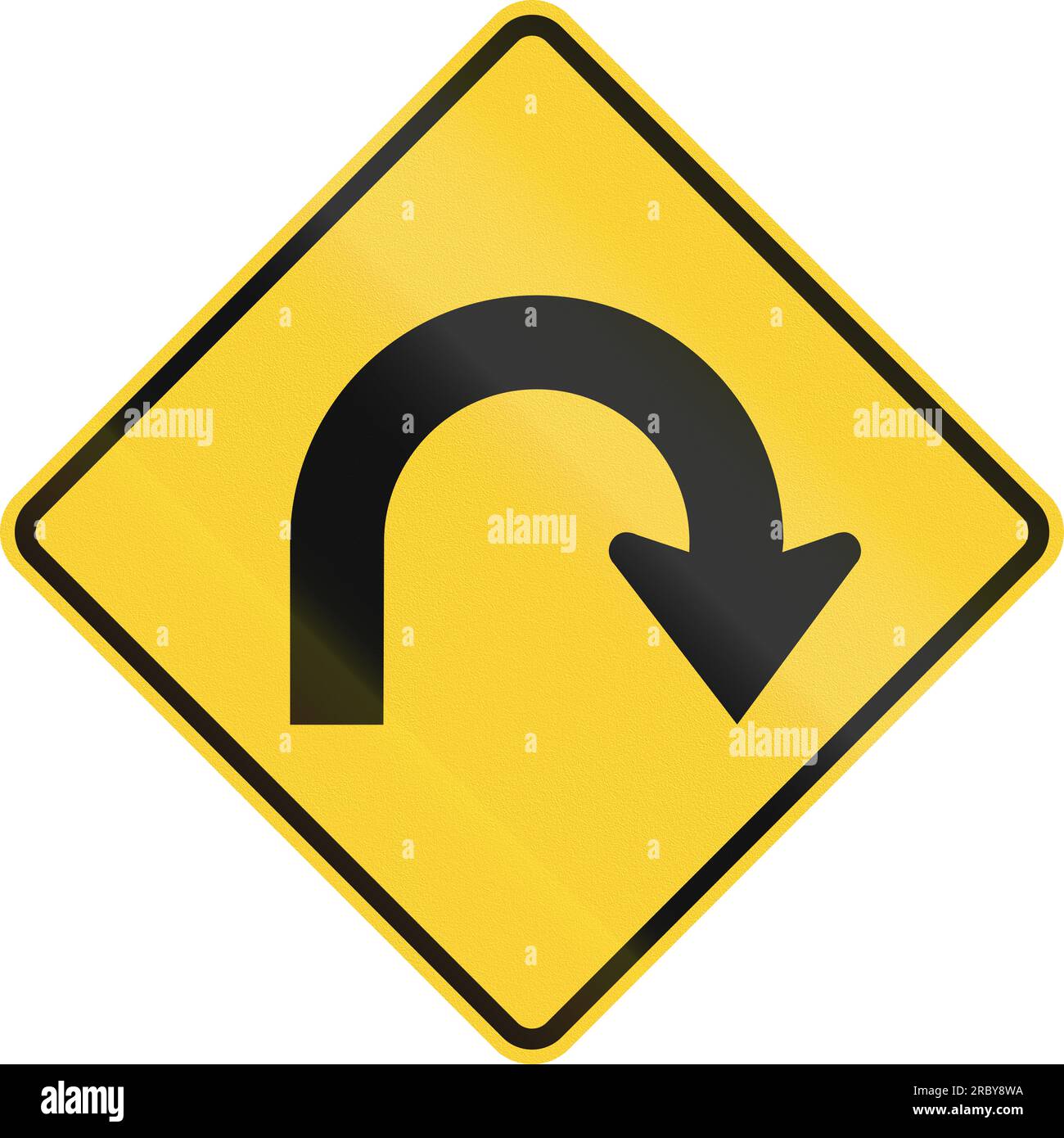 US road warning sign: Hairpin Curve Stock Photo - Alamy