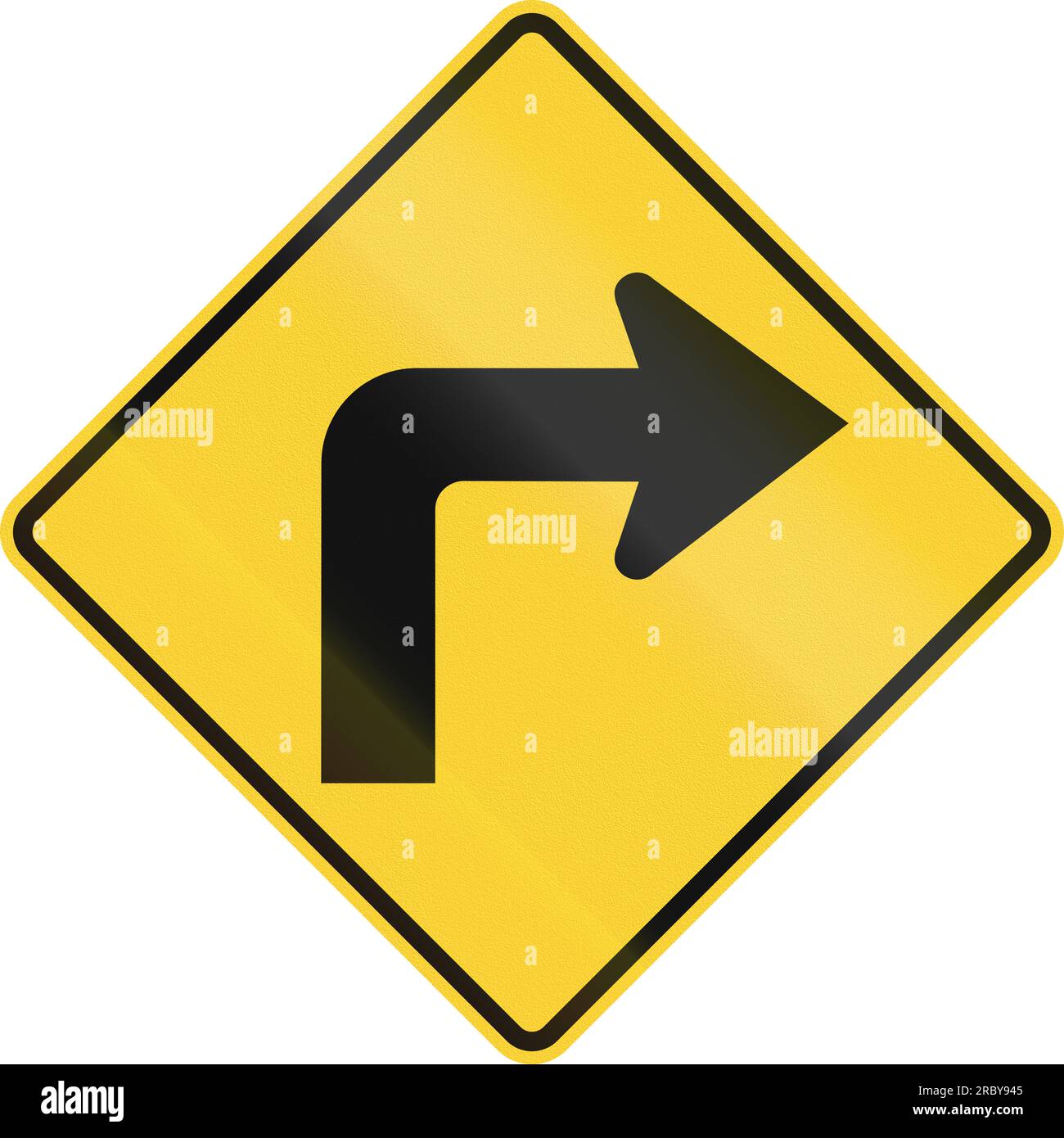 US road warning sign: Right curve ahead Stock Photo - Alamy