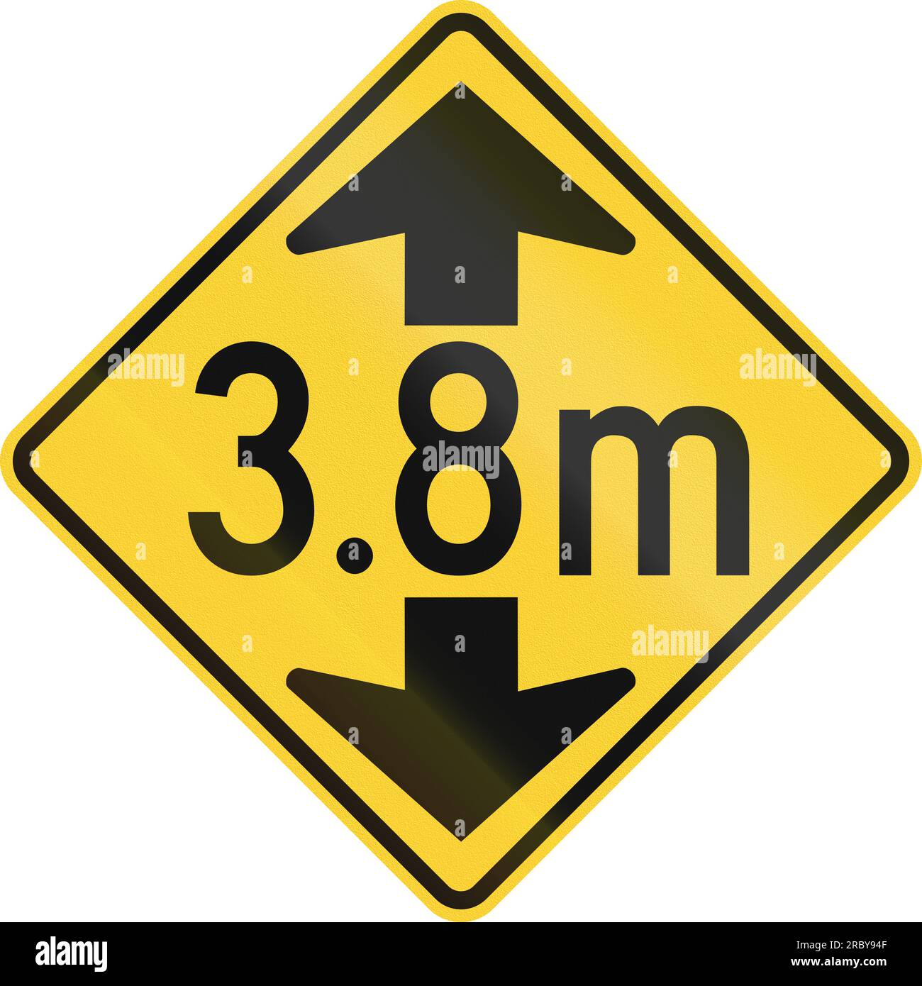 US road warning sign: Metric low clearance warning sign Stock Photo - Alamy
