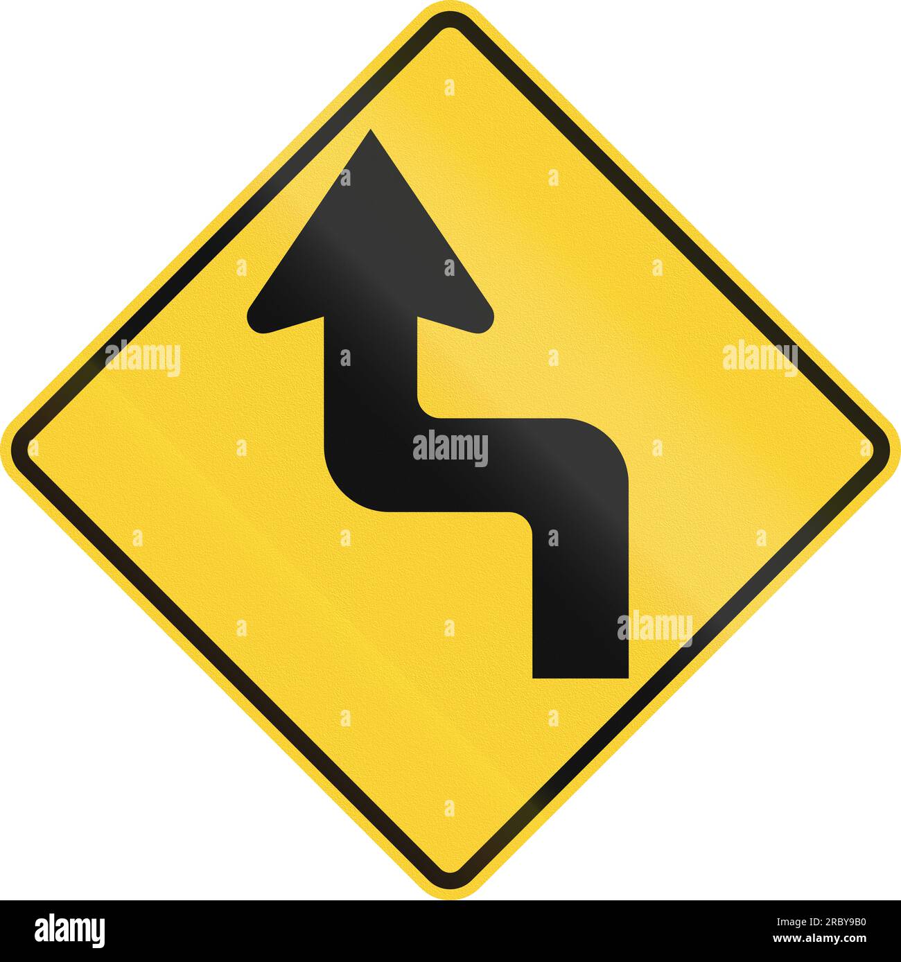 US road warning sign: Reverse turn Stock Photo - Alamy