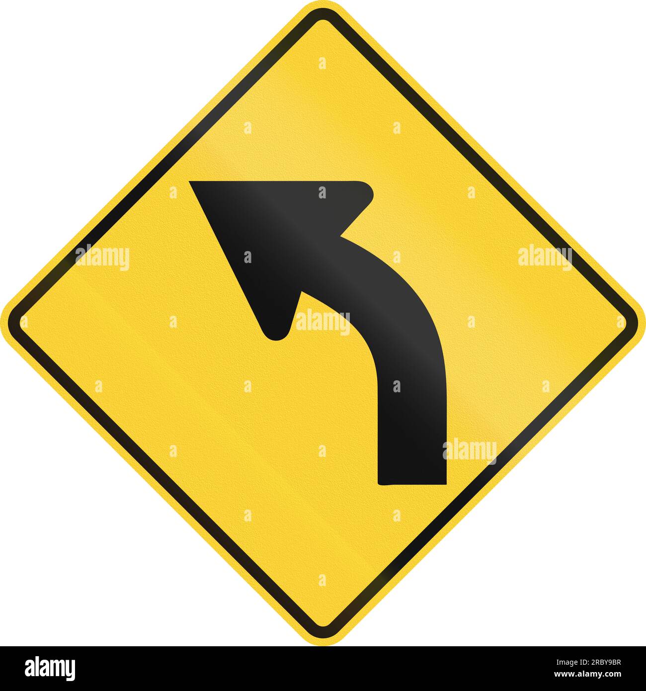 US road warning sign: Left curve ahead Stock Photo - Alamy