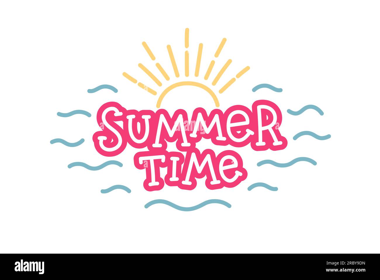 Summer time lettering with sun and waves, quote for designs and prints ...
