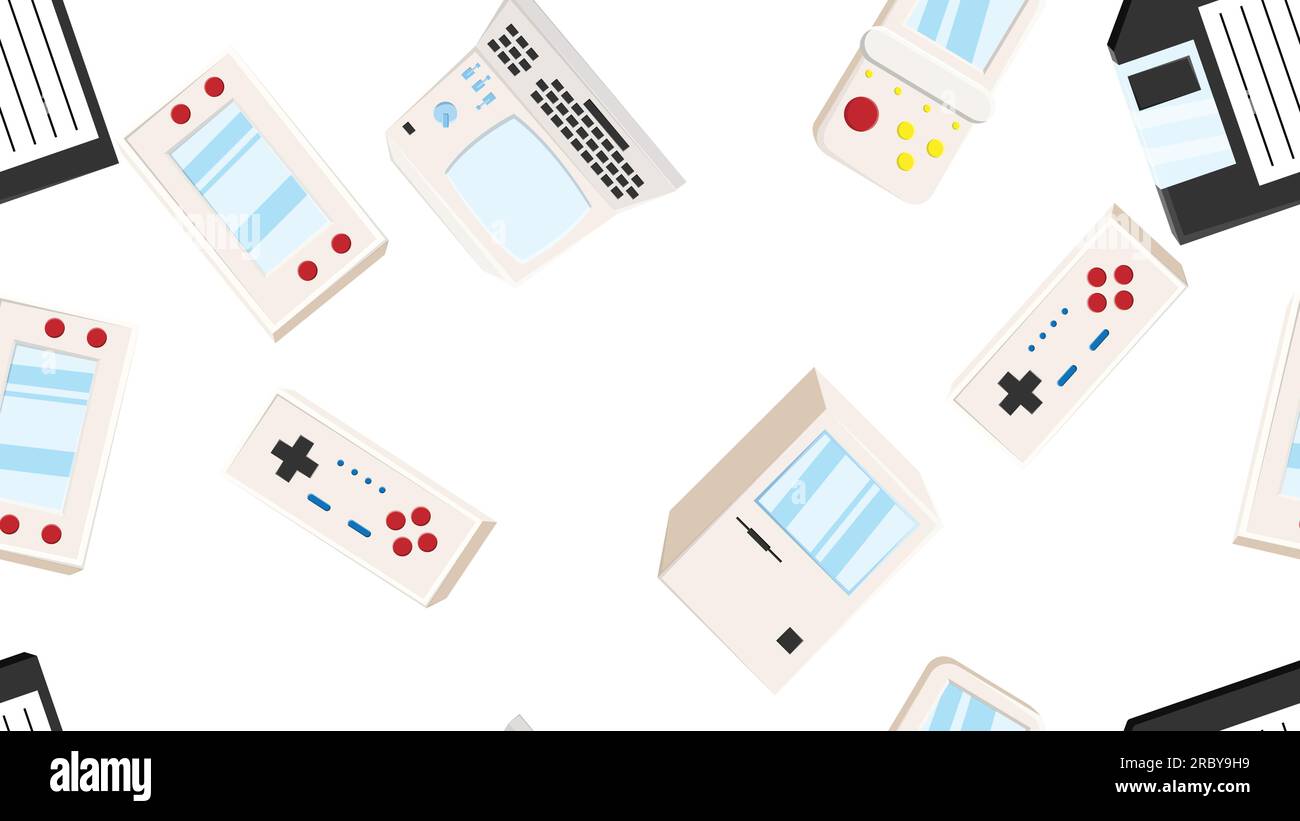 Seamless pattern endless with electronics and technology computer game ...