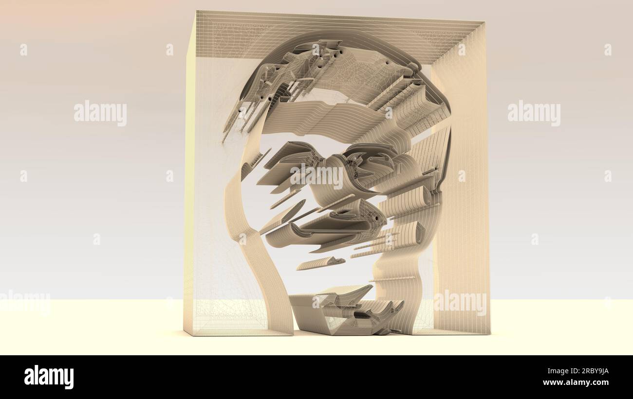 3D architectural illustrated representation of a human bust. Extremely ...
