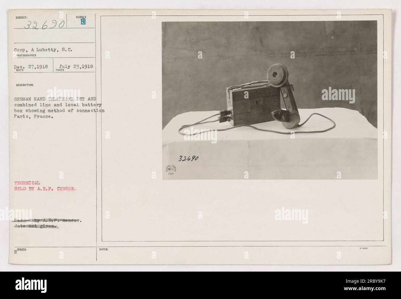 Image depicting a German hand telephone set and a combined line and ...