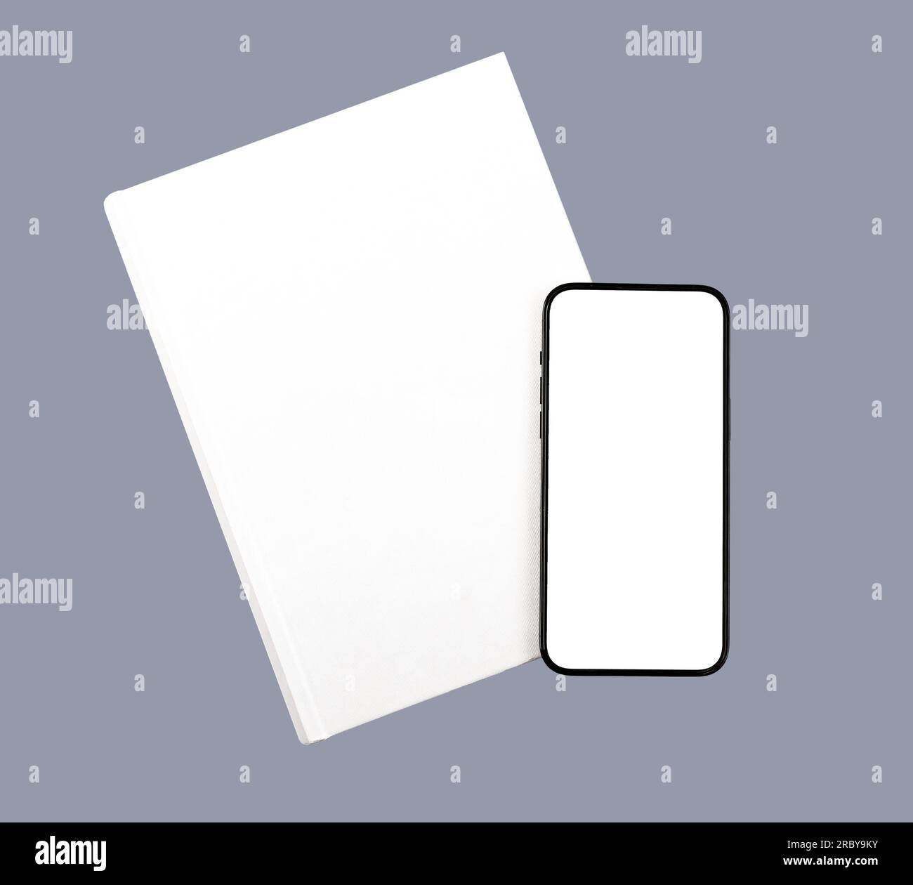 Book cover and mobile phone mockup Stock Photo - Alamy