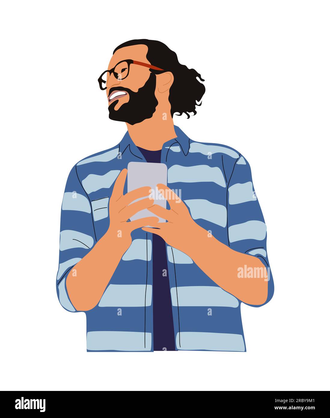 Handsome man using mobile phone vector isolated Stock Vector Image ...